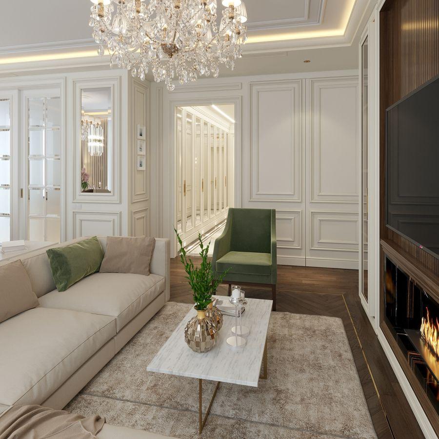 Modern Neoklasik Salon Duvar Çıta Uygulaması - azhdar.design - Mimarzade